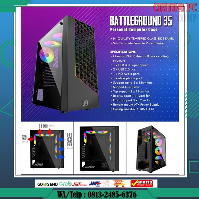 Jual Casing PC Gaming ATX/mATX Tempered Glass Simbadda Battleground BG ...