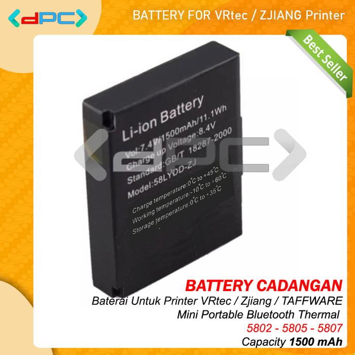 Jual Battery Printer Bluetooth Thermal Zjiang - Taffware 5805 5802 5807 ...