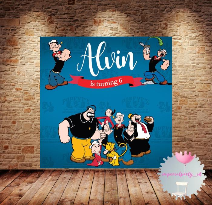 Jual Custom Backdrop Banner Spanduk Happy Birthday Popeye the Sailor ...