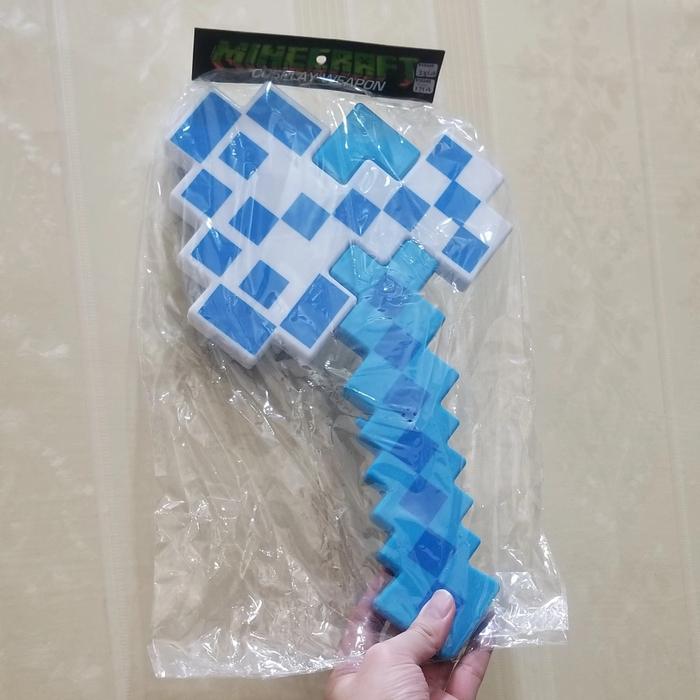 Jual Minecraft Axe Pixel diamond Blue biru kapak Mine Craft sword ...