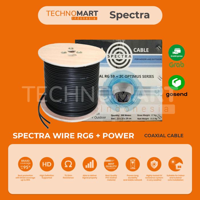 Jual KABEL CCTV RG6+P 300 METER SPECTRA WIRE (KABEL CCTV + POWER ...