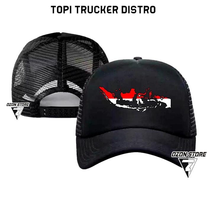 Jual topi trucker jaring hat cap distro Peta Indonesia merah putih ...