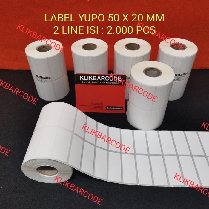 Jual STICKER LABEL BARCODE BAHAN YUPO UKURAN 50X20 MM - 2 LINE ISI 2000 ...