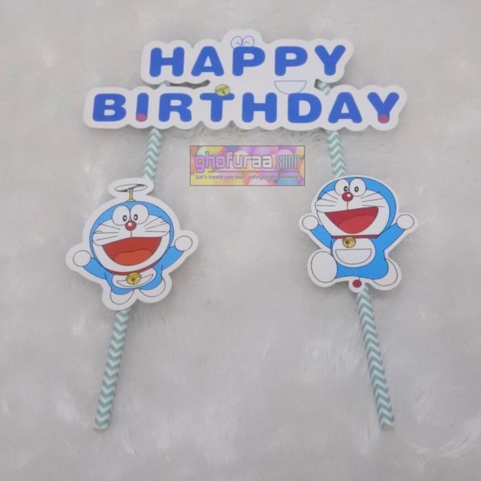 Promo Topper cake Doraemon/Topper happy birthday/Doraemon Flag Besar ...