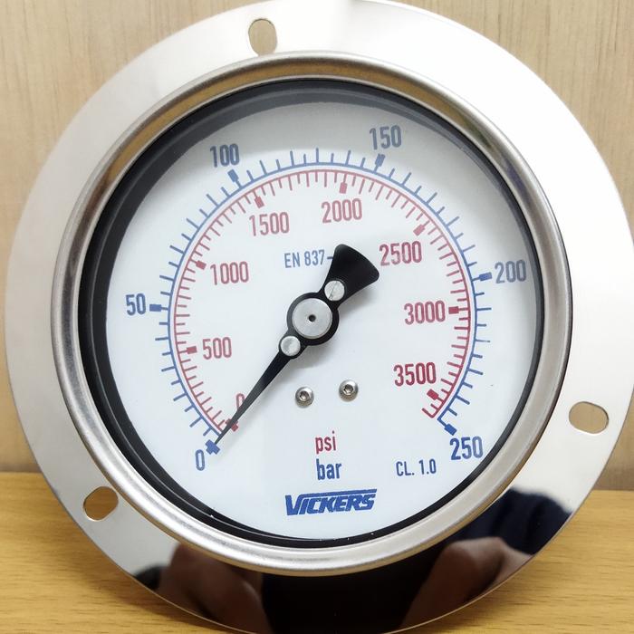 Jual Pressure gauge vickers 0-250 bar/3500 psi/4" drat 1/2" npt ...