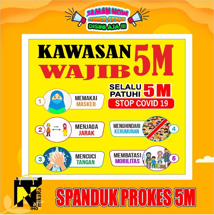 Jual Spanduk Banner Backdrop Prokes Protokol Kesehatan 5M PTM TK SD SMP ...
