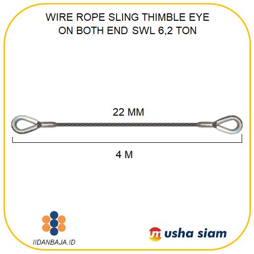 Jual WIRE ROPE SLING THIMBLE EYE ON BOTH END 22 MM X 4 M X 6,2 TON ...