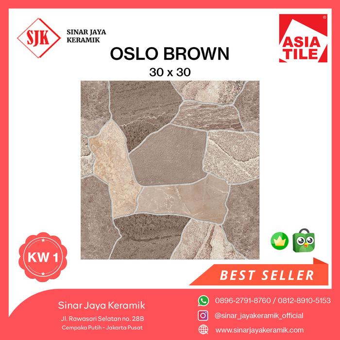Jual Keramik Lantai Kasar WC Teras Asia Tile - Oslo Brown/Grey 30x30 KW1 - Grey - Jakarta Pusat ...