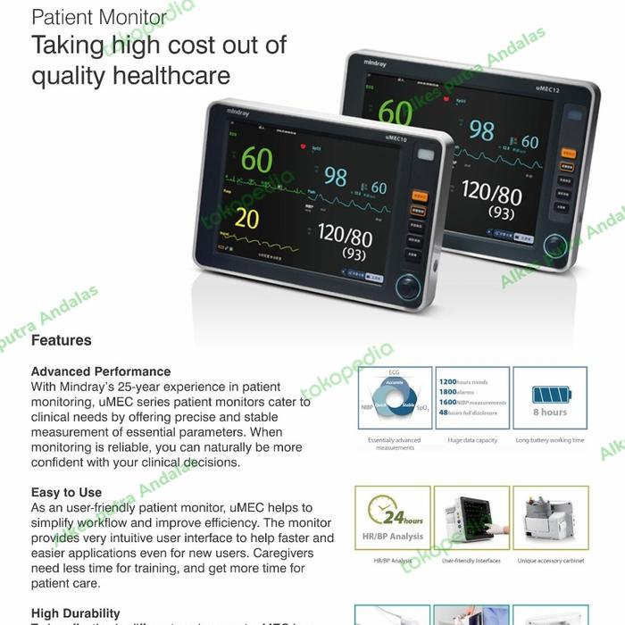 Jual patient monitor Mindray Umec10 - Jakarta Timur - Alkes Putra ...
