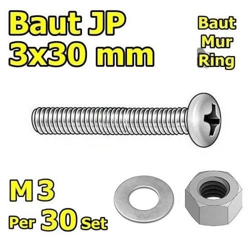 Jual x30 Set Baut Mur Ring M3 x 30mm JP3 3mm 3x30 3x30mm 3 x 30mm Baut Set - Kota Tangerang ...