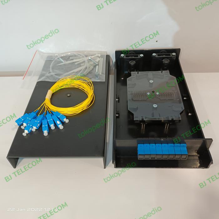 Jual ODF 8 core SC SM / Otb wall 8 core / roset 8 core SC lengkap Hitam ...