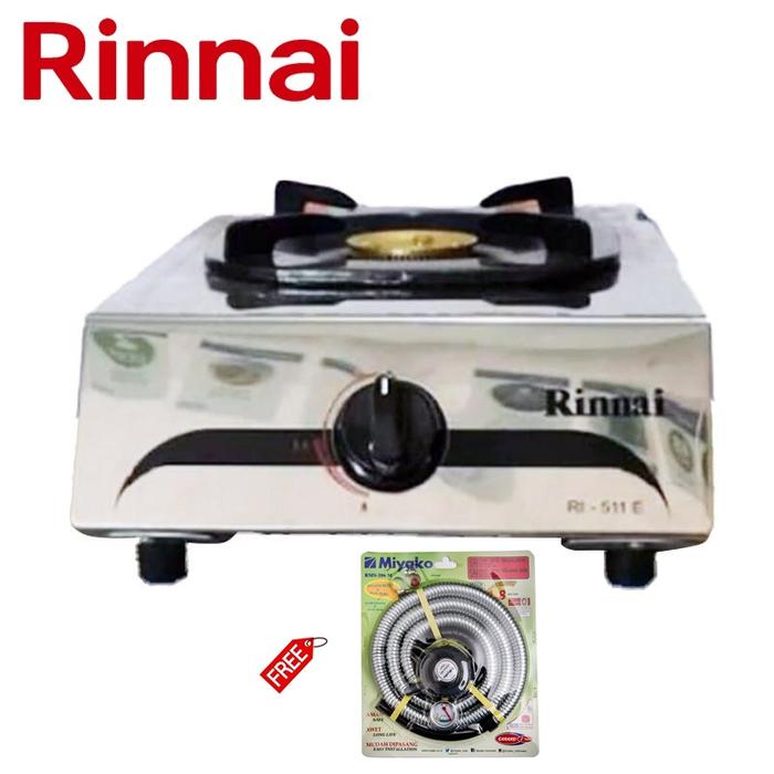 Jual Rinnai RI-511E Kompor Gas 1 Tungku Stainless FREE Paket Miyako ...