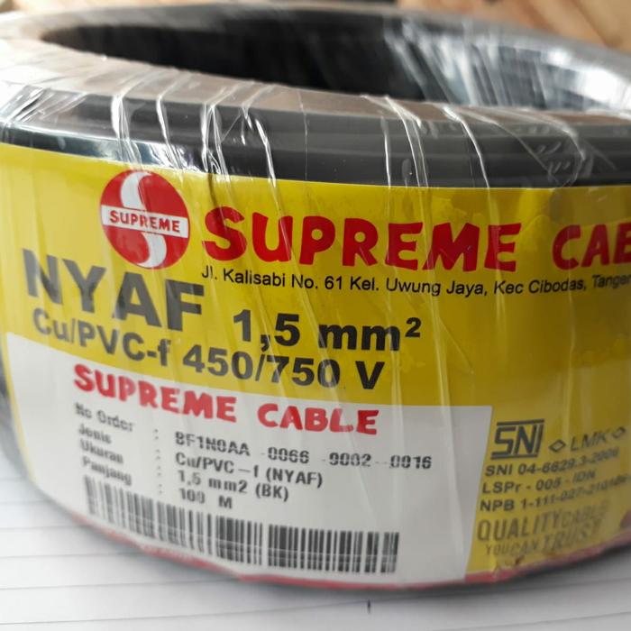 Jual Kabel NYAF 1.5 mm Hitam Supreme NYAF 1 x 1.5 mm per Roll 100 meter ...