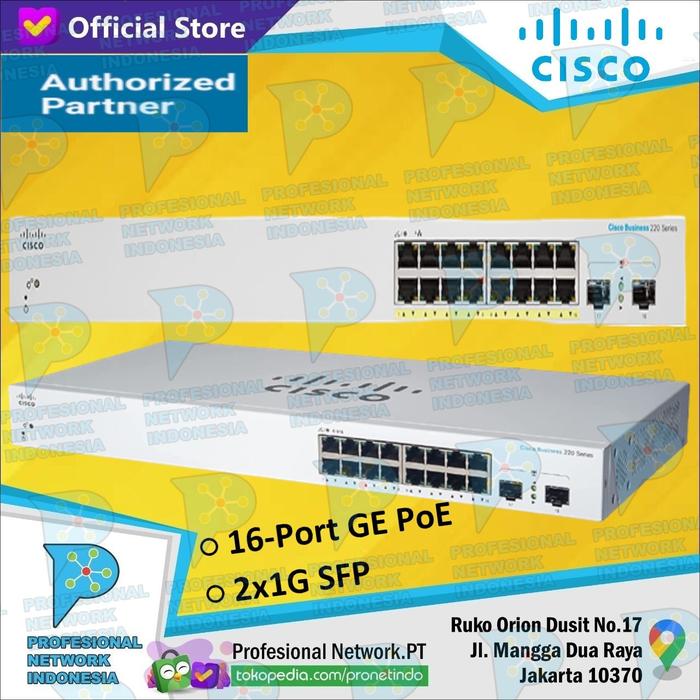 Promo CISCO Business 220 Series CBS220-16P-2G, 16-Port Gigabit PoE 2x ...