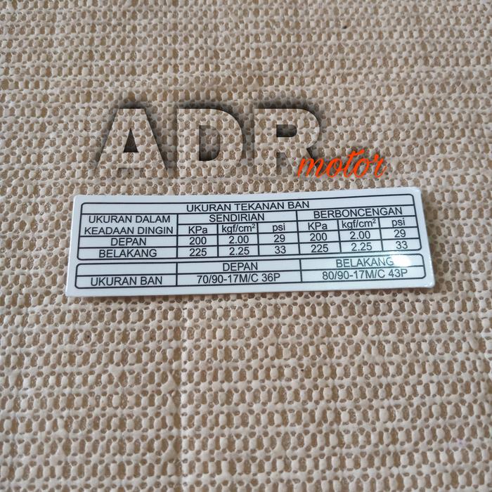 Jual Sticker stiker label tekanan angin ban Suzuki Satria Fu f150 ...