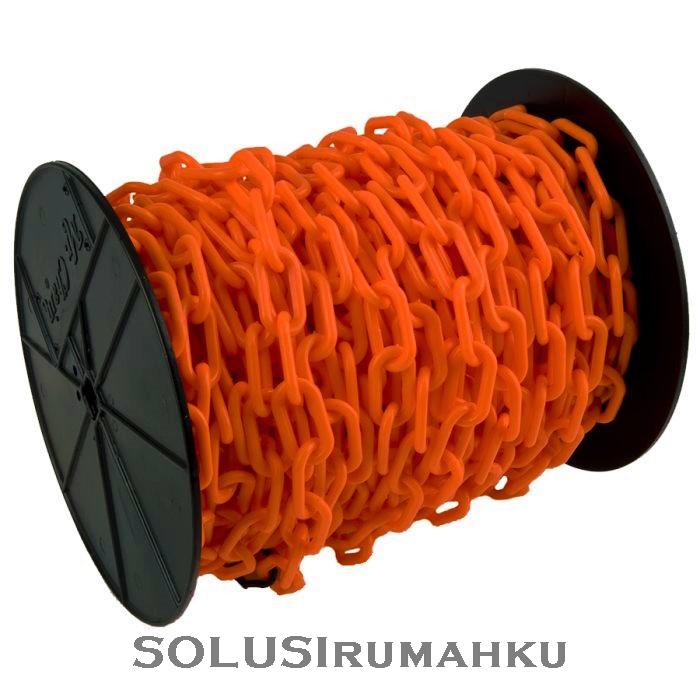 Jual Per Meter RANTAI PLASTIK 6 mm ORANGE PVC Pembatas Traffic Cone ...