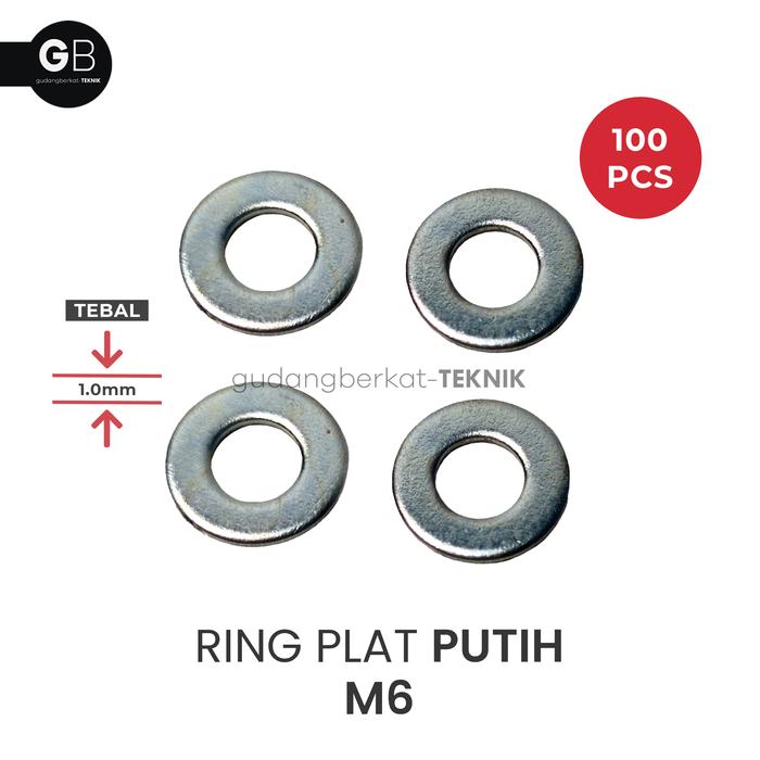 Jual RING PLAT M6 PUTIH 100PCS / WASHER PLATE / RINGPLAT 6MM GALVANIS ...