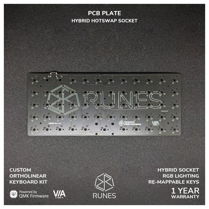 Jual Runes Vaengr Hotswap Hybrid PCB - Custom Ortholinear Keyboard Kit ...