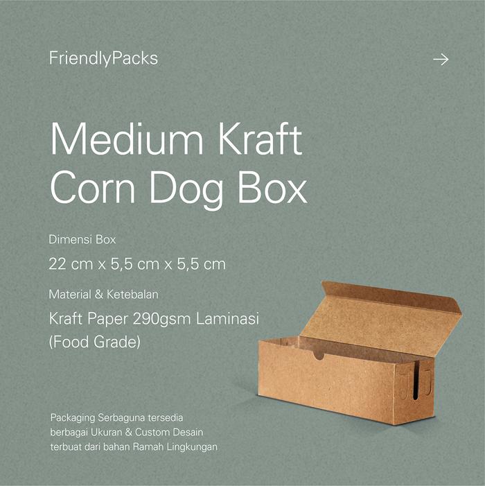 Jual Medium Corn Dog Box Packaging Kraft / Kotak Corn Dog / Dus Corn ...