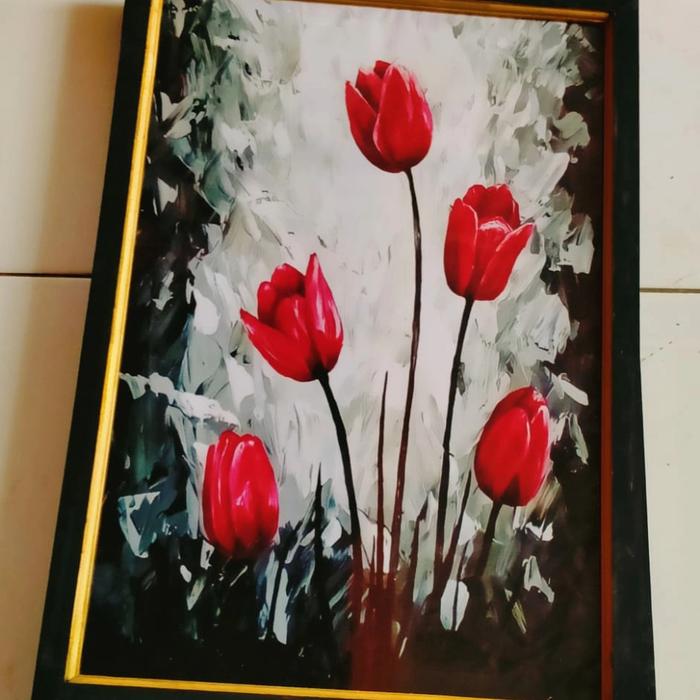 Lukisan Bunga Tulip Merah