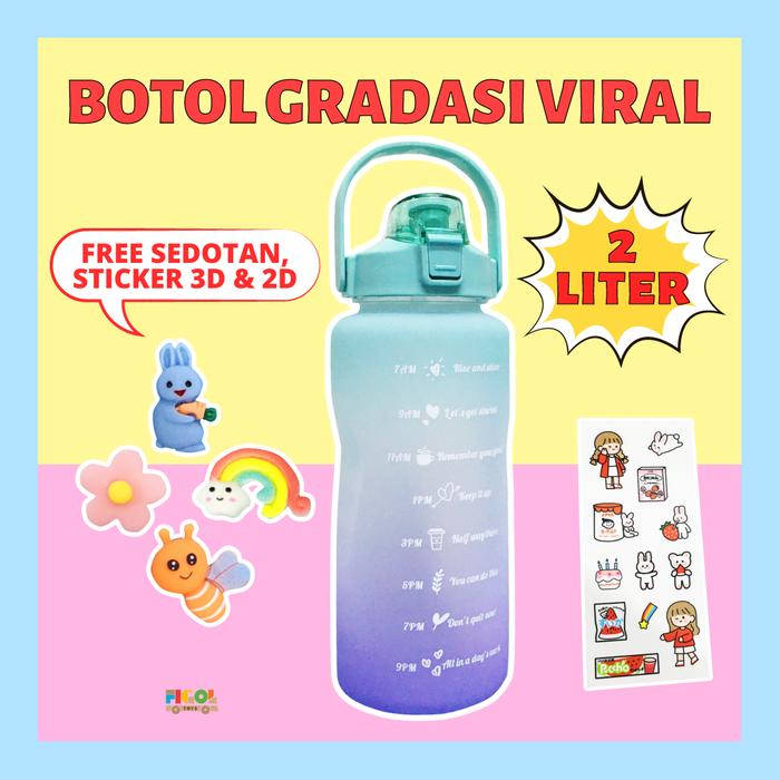 Jual botol minum gradasi 2 liter / 1.3 liter / 1 liter botol minum ...
