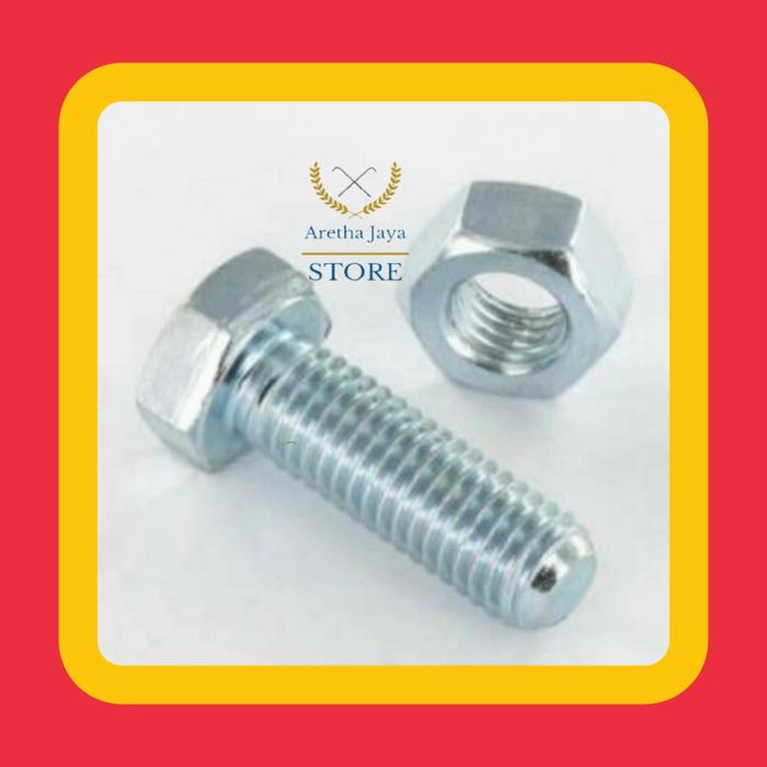 Jual baut mur m8 x 15mm galvanis putih + 1ring plat - Jakarta Pusat ...