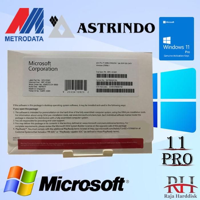 Promo Windows 11 Professional OEM Pack Original - Win 11 Pro Original ...