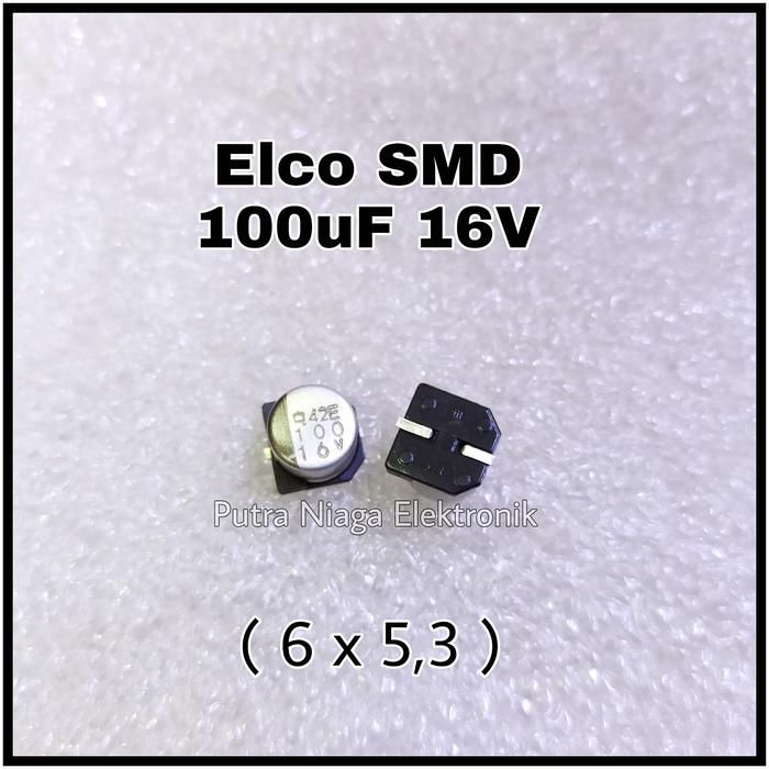 Jual Elco SMD 100uF 16V Alumunium 100 uF 16Volt Aluminum Kapasitor 6x5 ...