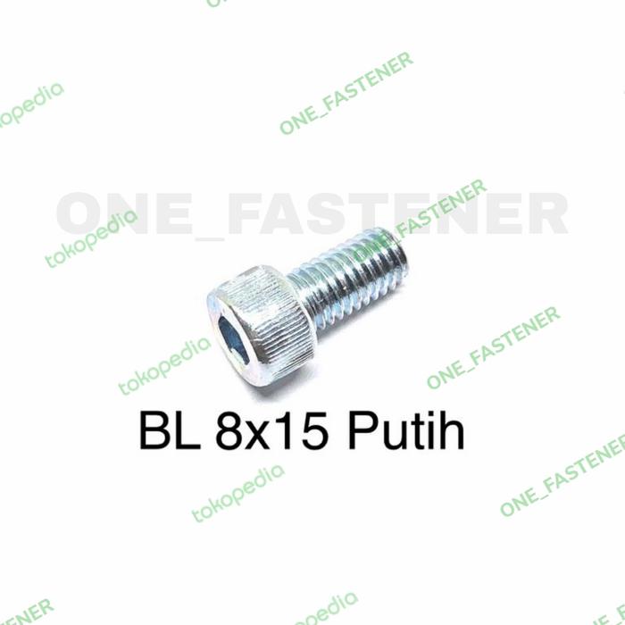Promo Baut L M8x15 Putih L6 8mm 1.5cm 8x15 hex socket Heads cap screw ...
