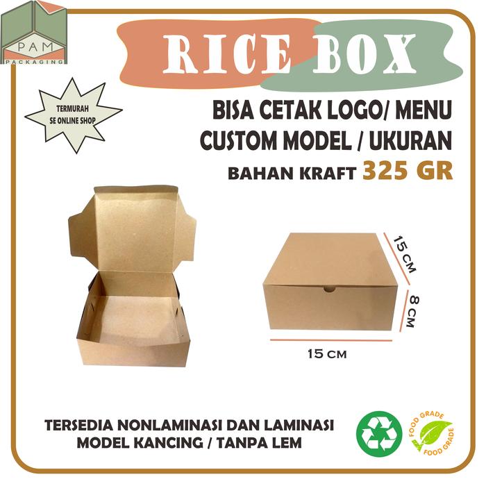Jual PAPER RICE BOX/KOTAK NASI MAKANAN TAKEAWAY BAHAN KRAFT 325 GR ...