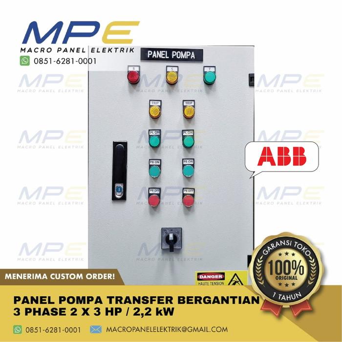 Jual Panel Pompa Transfer 3 Phase 2 x 3 HP 2,2 kW Kontrol Bergantian ...