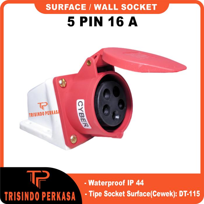 Jual Surface Mounting Industrial Wall Socket 5P / 5 Pin 5Pin 16A 115 ...