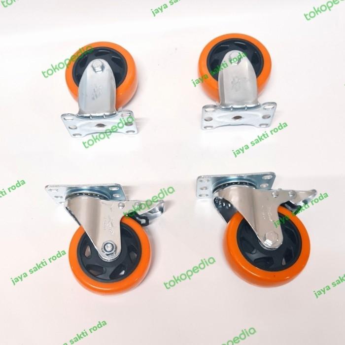 Jual Roda Troley xander germany 4 inch pu oren 2rem 2mati (isi 4 roda ...