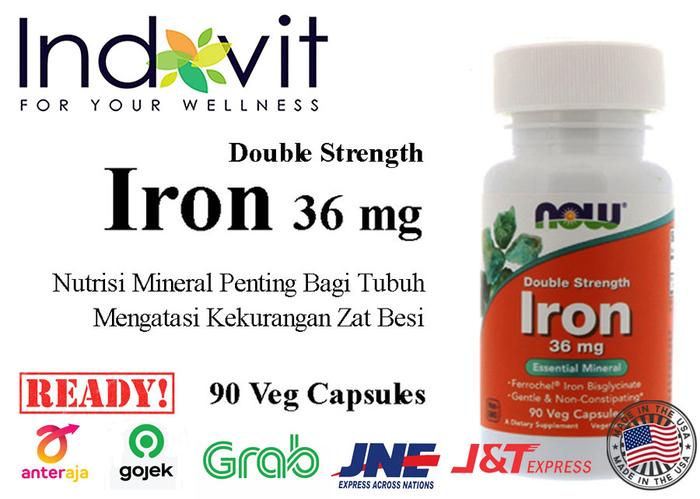 Jual Now Food Iron 36 mg Double Strength 90 Veg Vit Zat Besi ORI USA ...
