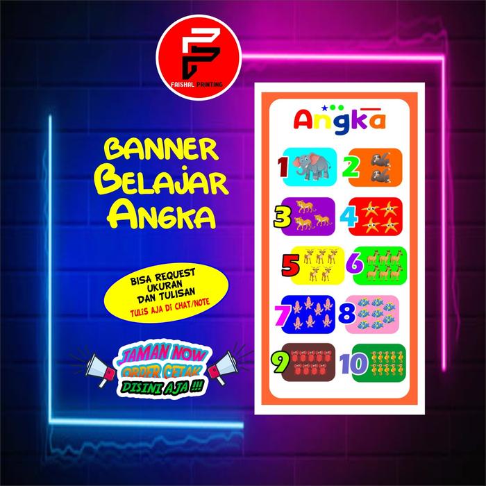 Jual Banner Angka/ Spanduk Angka untuk Anak TK/PAUD/SD/MI Uk. 0,5 x 1 ...