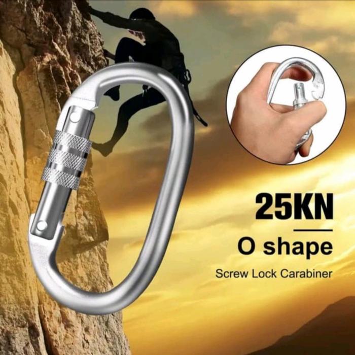 Jual Carabiner Oval Screw Baja Galvanis EN362 25KN Safety Harness ...