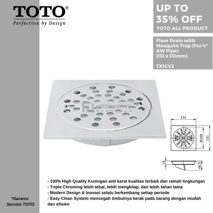 Jual Floor Drain TOTO TX1CV2 / (ORIGINAL) (ANTI NYAMUK - SERANGGA ...