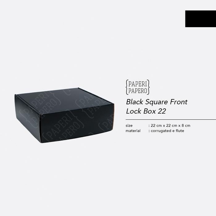 Jual Black Square Front Lock Box 22x22x8 cm Kardus Packaging Hampers ...