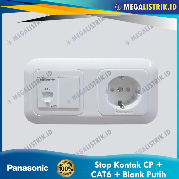 Jual Panasonic Stop Kontak CP + Outlet Data LAN CAT6 Wide Series Putih ...