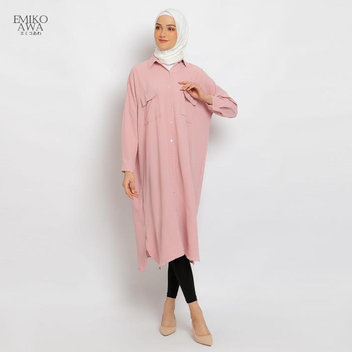 Jual Long Tunik Wanita Arabela Cey Crinkle Kemeja Premium Lengan ...