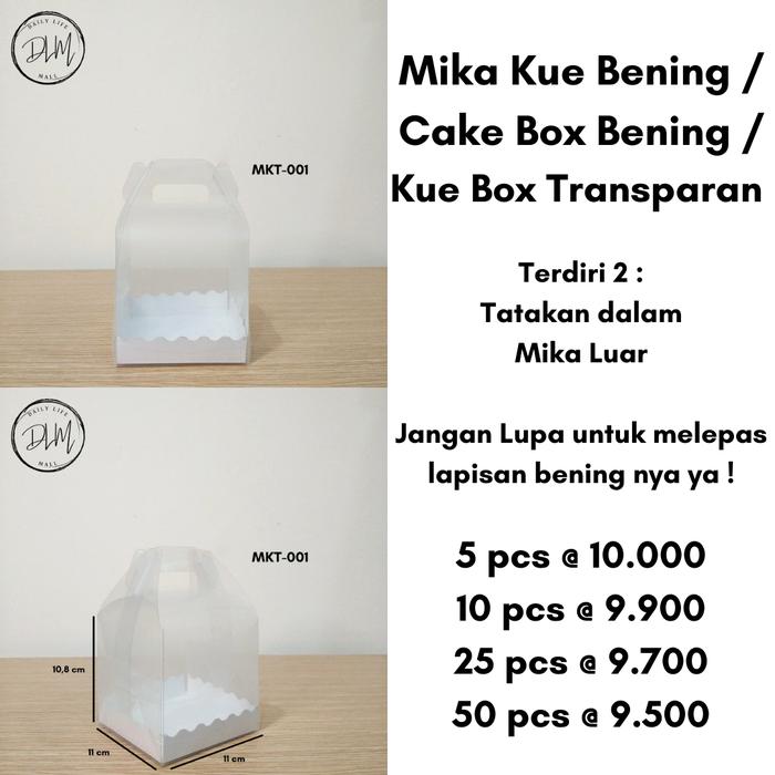 Jual Mika Kue Bening / Cake Box Bening / Box Kue Transparan 11cm x 11 ...