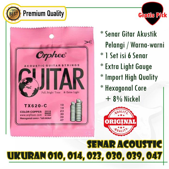 Jual Senar Gitar Akustik Warna Warni Pelangi 010 Orphee TX 620-C - Kota ...