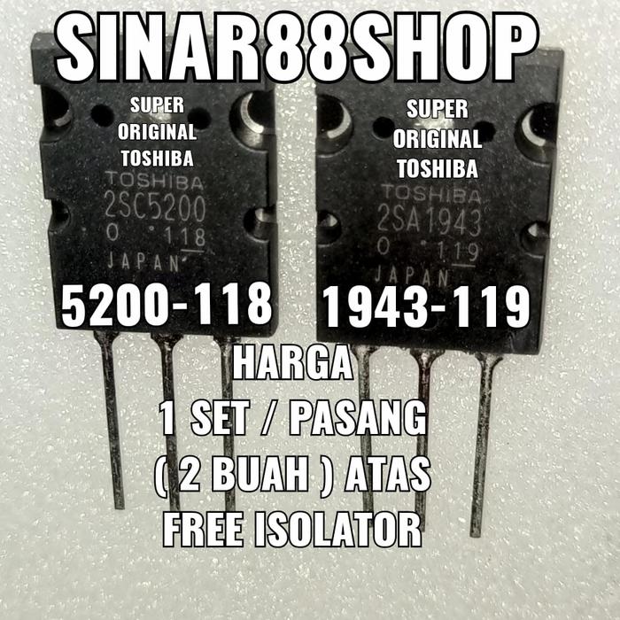 Jual TOSHIBA 2SC5200 2SA1943 ORIGINAL TR FINAL ASLI 2SC 5200 2SA 1943 - Jakarta Barat - SINAR88 ...