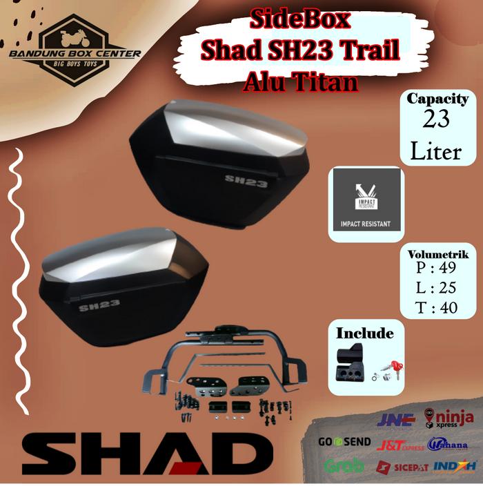 Jual Box Motor Box Shad SH23 Trail Silver SH 23 Sidebox + Bracket 3P ...