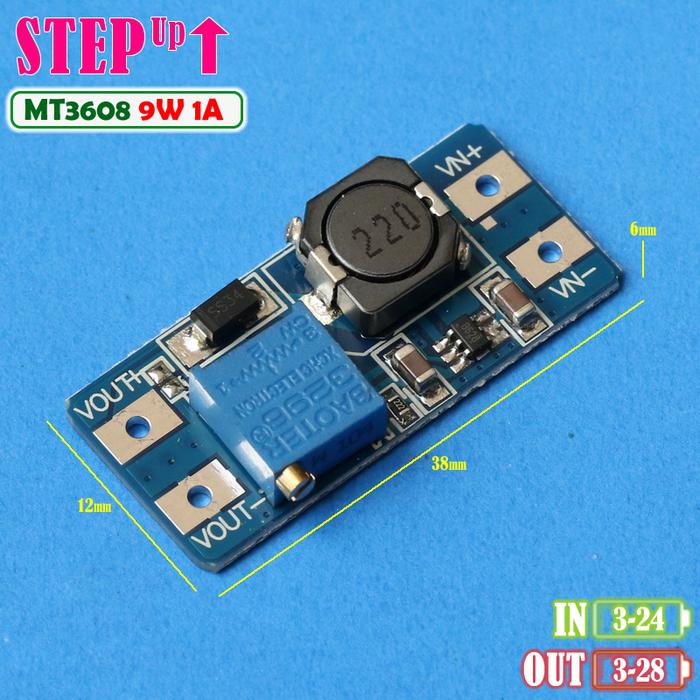 Jual Step Up Mini 1A 9W Max 28V Adjustable CV StepUp DC IN.DC.3-24V ...