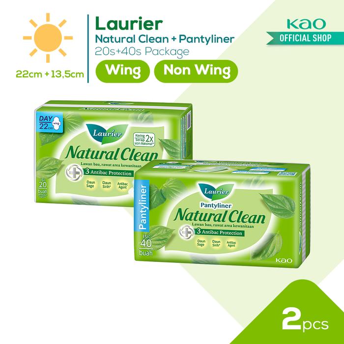 Promo Laurier Natural Clean Pembalut Wing 20s + Pantyliner 40s - Daun ...