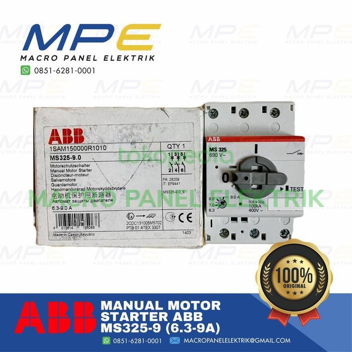 Jual Thermis / Manual Motor Starter ABB MS325-9 (6,3-9A) MS 325 - 9 A 100kA - Jakarta Pusat ...