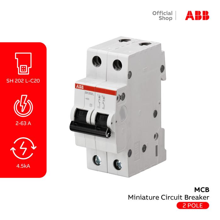 Jual ABB MCB 2Pole 20A 4.5kA SH 202 L-C20 2CDS242001R0204 - Jakarta Barat - Jakarta.Gudang ...