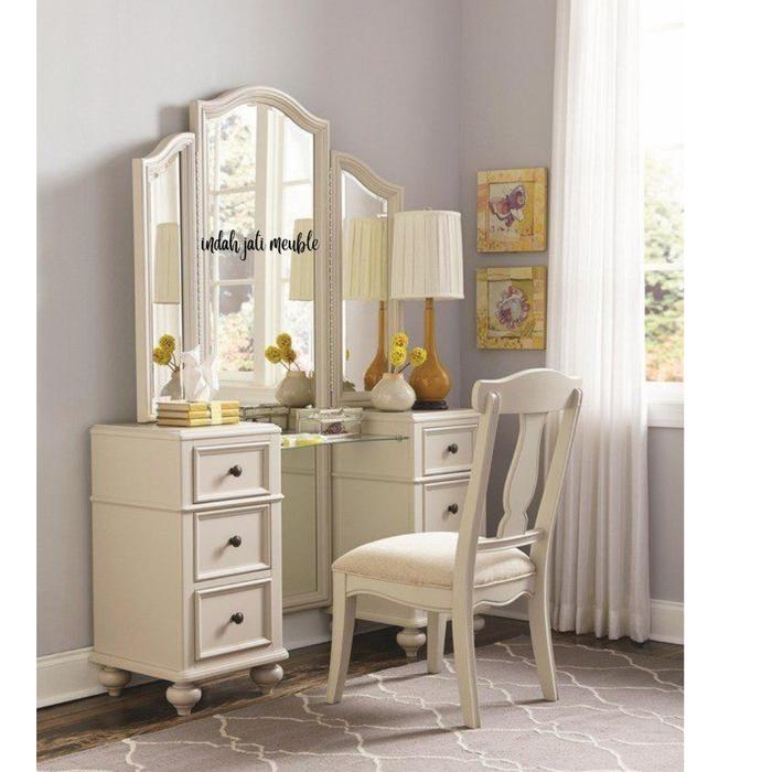Promo meja rias make up wardrobe minimalis mewah antik kayu mahony ...
