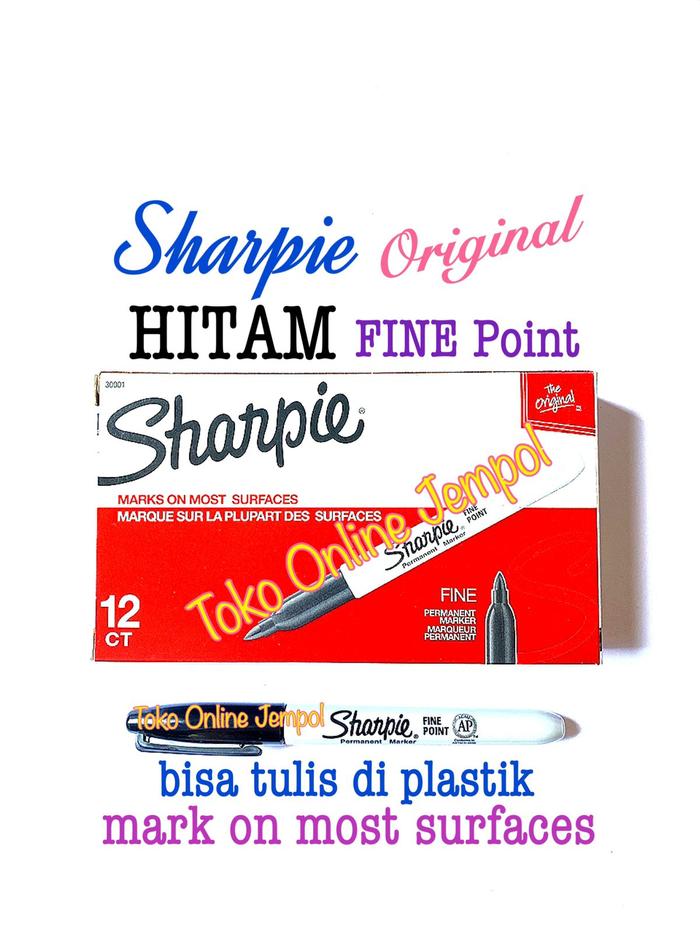 Jual ATK0501SH BLACK Fine Point Sharpie 30051 Spidol Permanent Marker ...